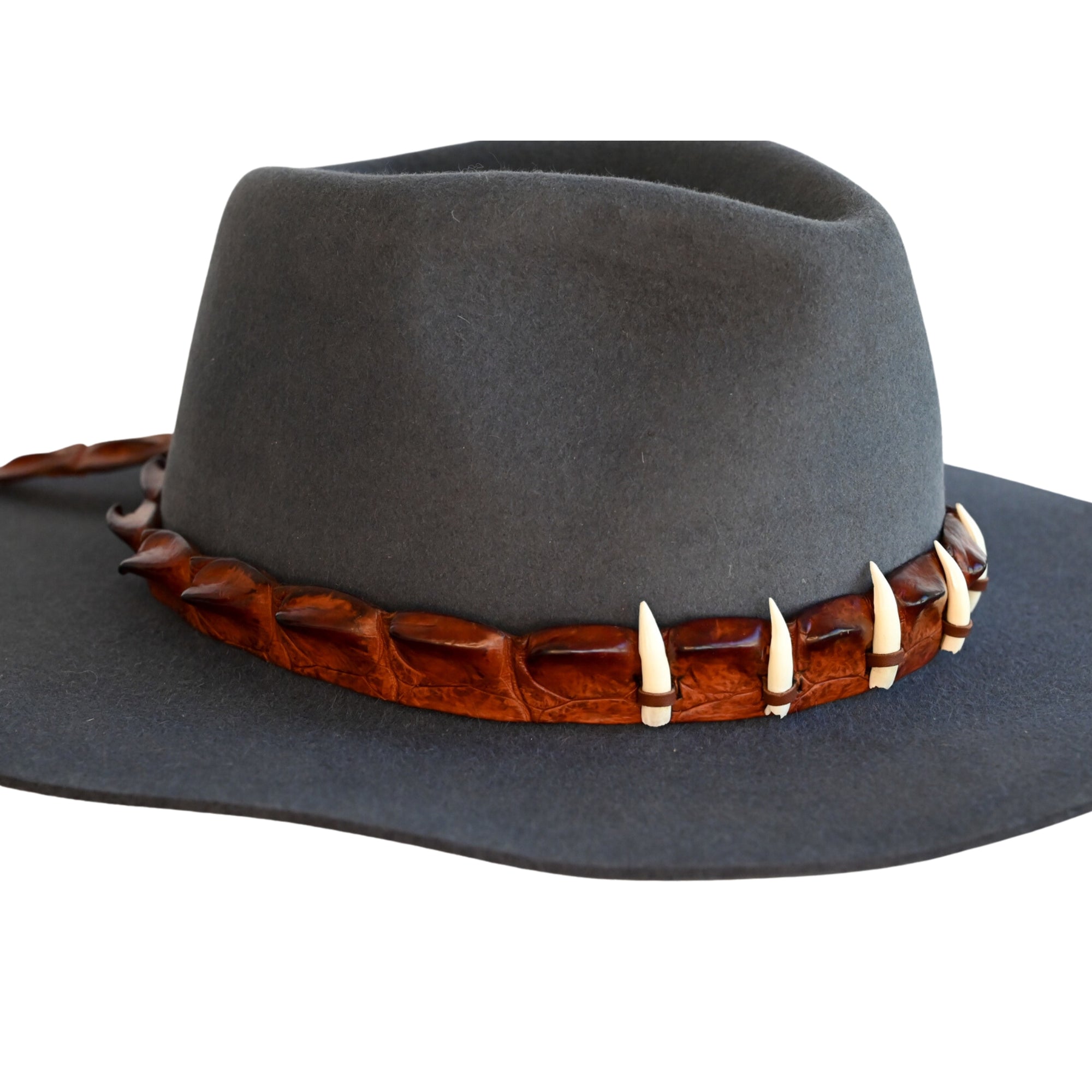 Hat Band Crocodile Hornback Leather with Teeth | Hahndorf Leathersmith